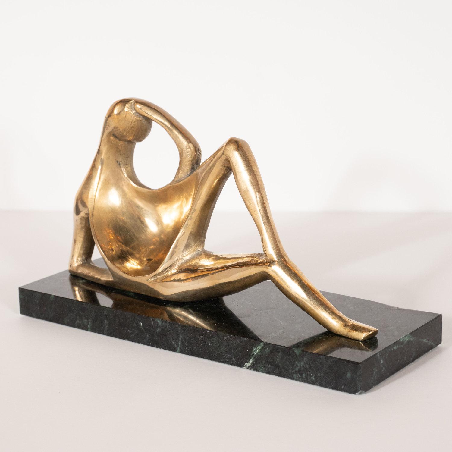 Mid-Century Modern Bronze Sculpture on Exotic Marble Base, in Henry ...