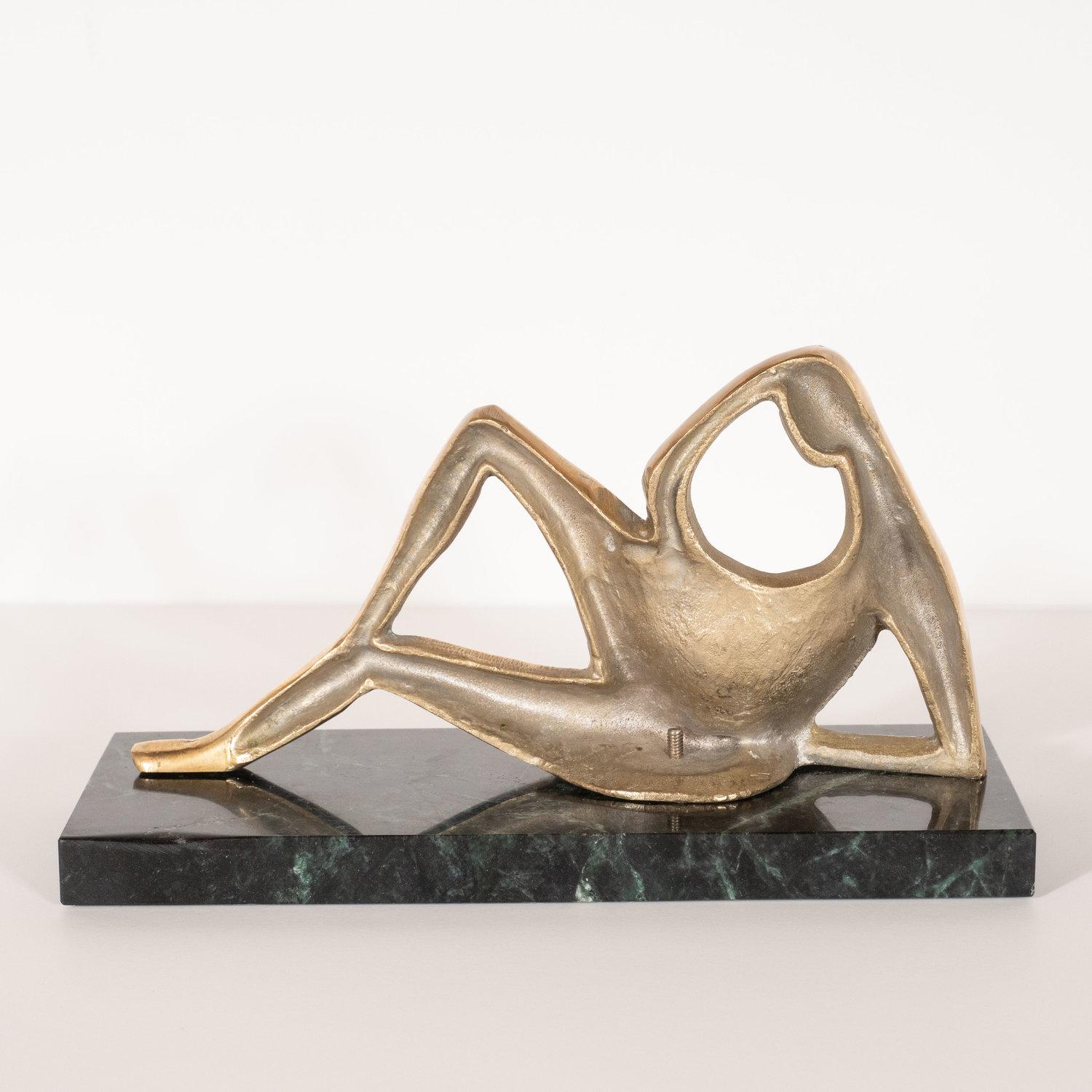 Mid-Century Modern Bronze Sculpture on Exotic Marble Base, in Henry ...