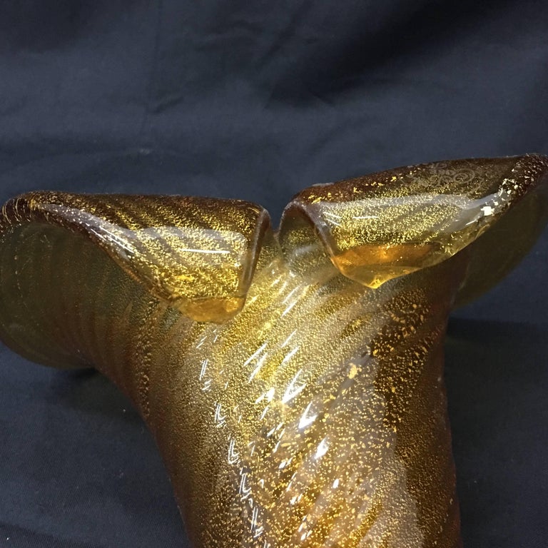 Mid-Century Modern Brown and Gold Murano Glass Cornucopia, circa 1960 ...