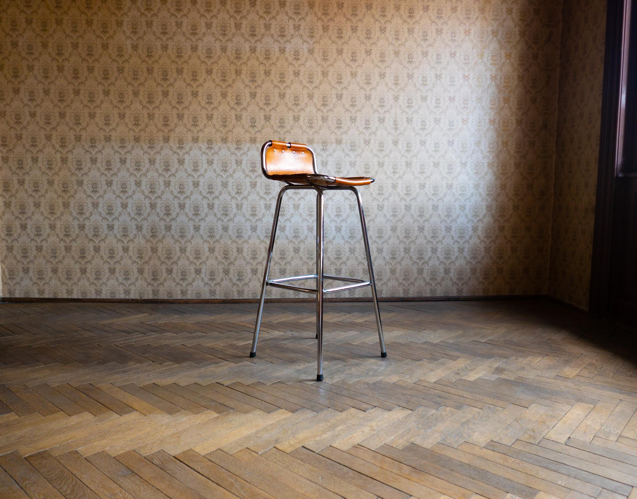 Mid-Century Modern Brown Saddle Leather Bar Stool by DalVera 1960s For ...