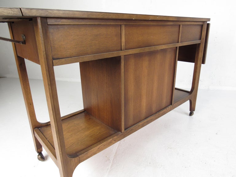 Mid-Century Modern Broyhill Brasilia Dropleaf Serving Cart or Console ...