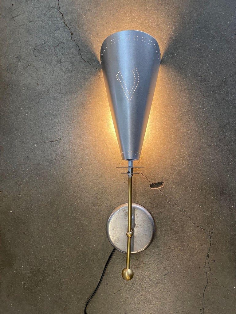 Mid-Century Modern Brushed Aluminum Torchiere Wall Sconce For Sale at ...