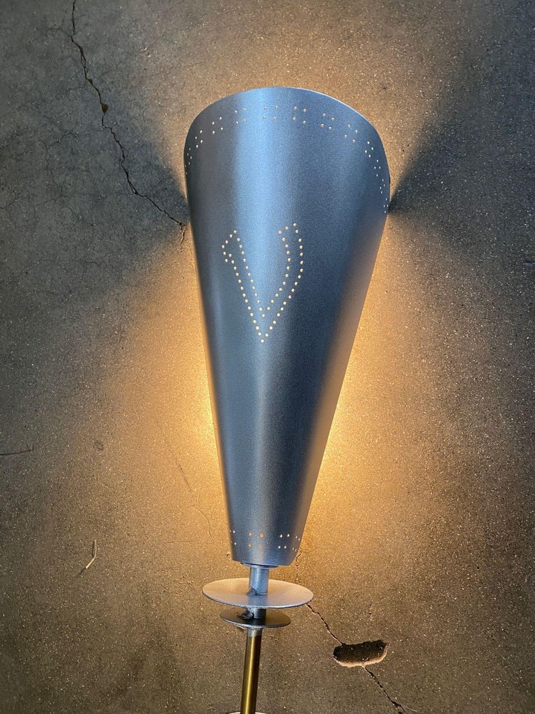 Mid-Century Modern Brushed Aluminum Torchiere Wall Sconce For Sale at ...