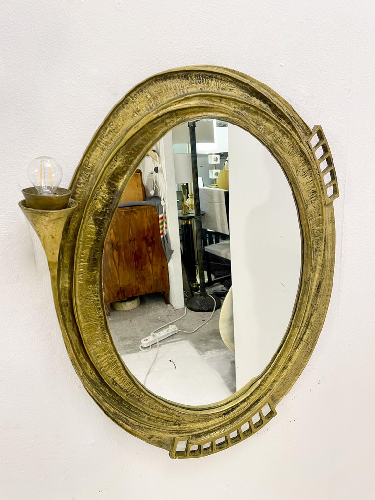 Mid-Century Modern Brutalist Bronze Lightning Mirror, Italy, 1960s For ...