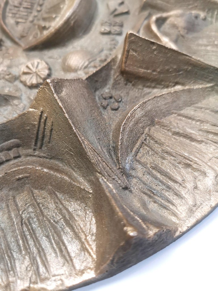 Mid-century Modern Brutalist Bronze Relief by Artist Kopcsányi 1970s at ...