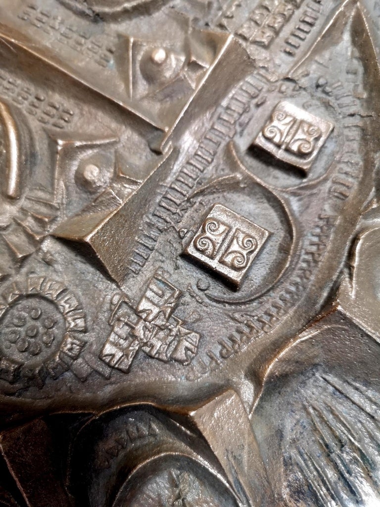 Mid-century Modern Brutalist Bronze Relief by Artist Kopcsányi 1970s at ...