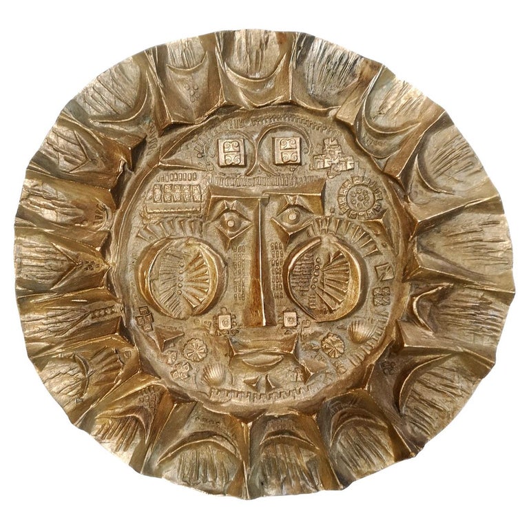 Mid-century Modern Brutalist Bronze Relief by Artist Kopcsányi 1970s at ...