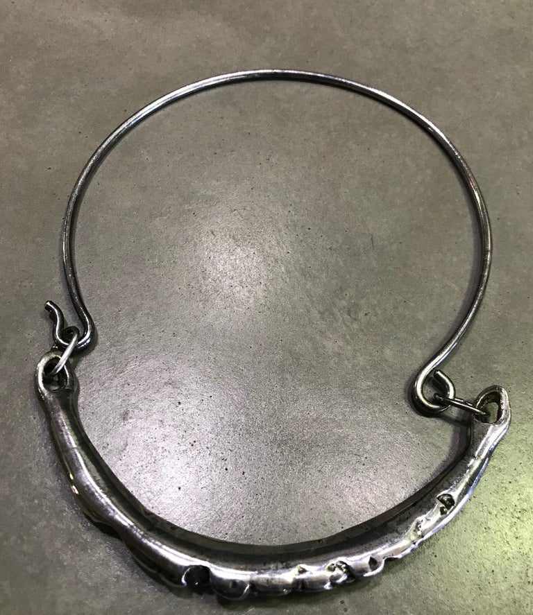 Mid-Century Modern Brutalist Exquisite Sterling Silver Collar Choker ...