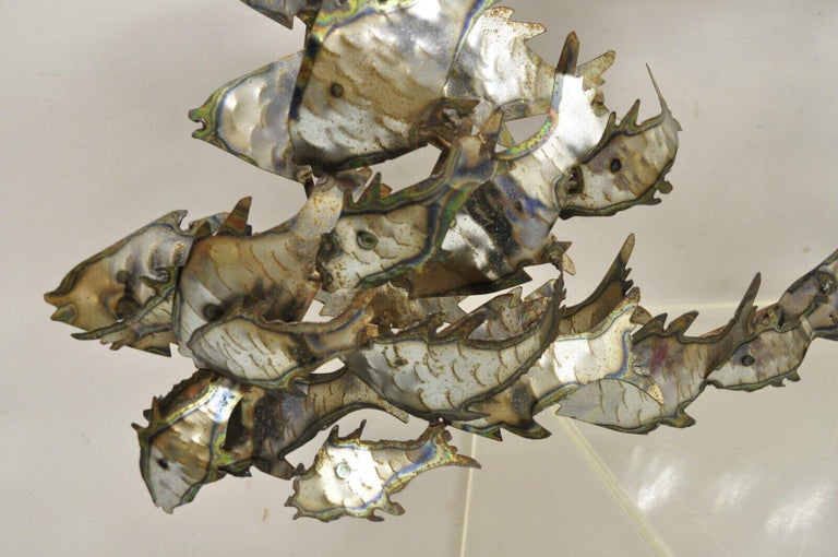 Mid-Century Modern Brutalist Jere Style School of Fish Wall Art ...