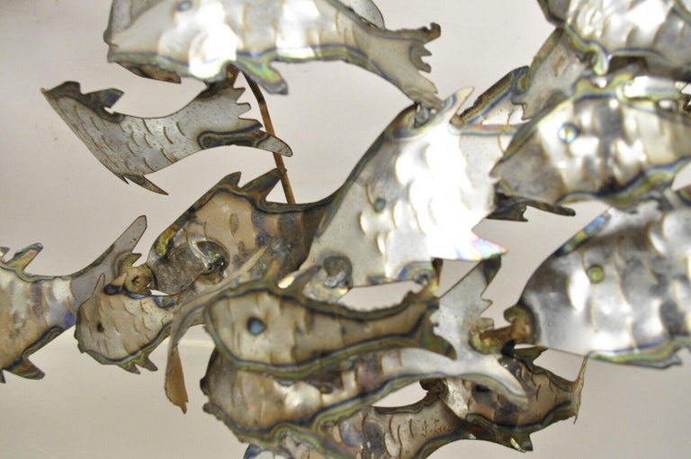 Mid-Century Modern Brutalist Jere Style School of Fish Wall Art ...