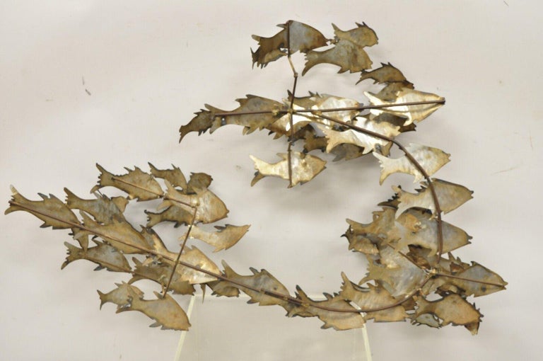Mid-Century Modern Brutalist Jere Style School of Fish Wall Art ...