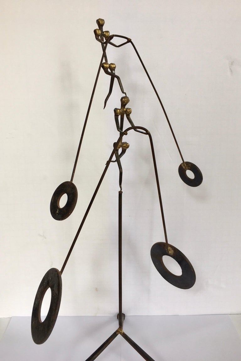 Mid-Century Modern Brutalist Kinetic Balancing Man Sculpture, 1960s For ...