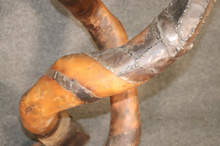 Mid-Century Modern Brutalist Metal Patch Work and Walnut Sculpture by ...