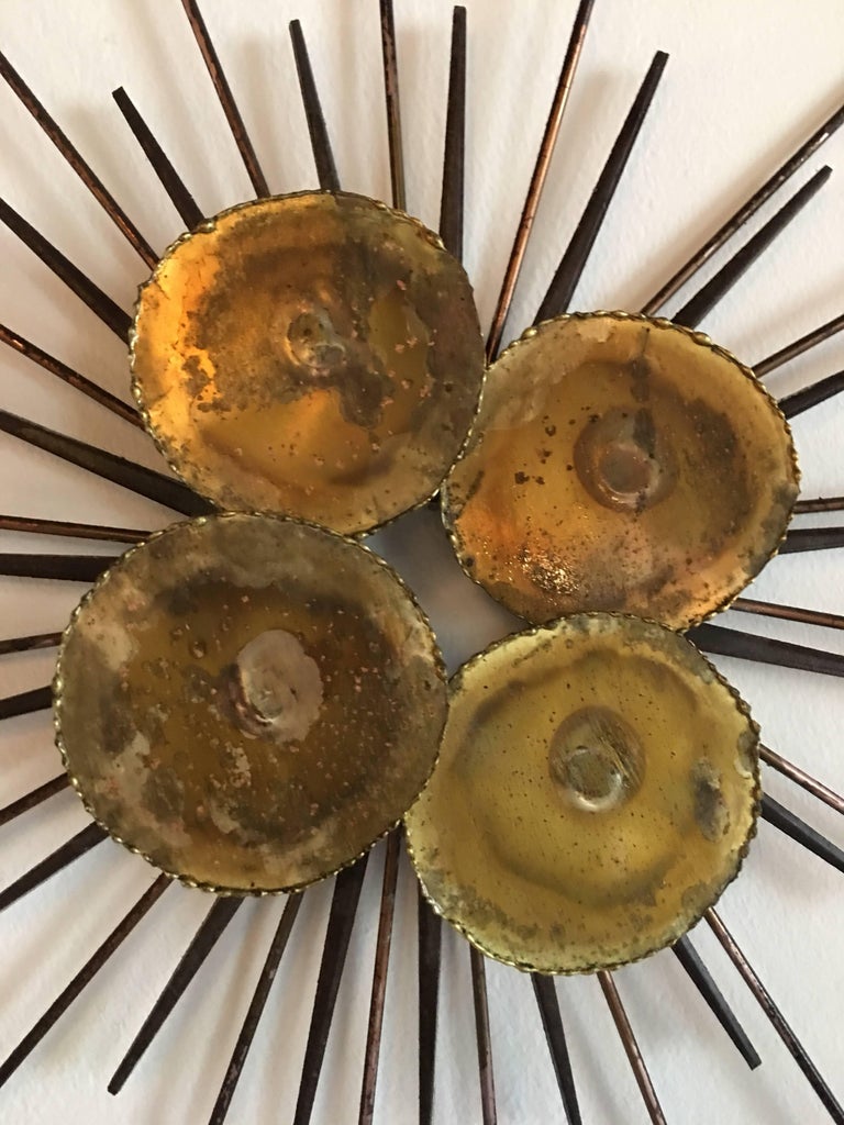Mid-Century Modern Brutalist Metal Sunburst Wall Sculpture For Sale at ...
