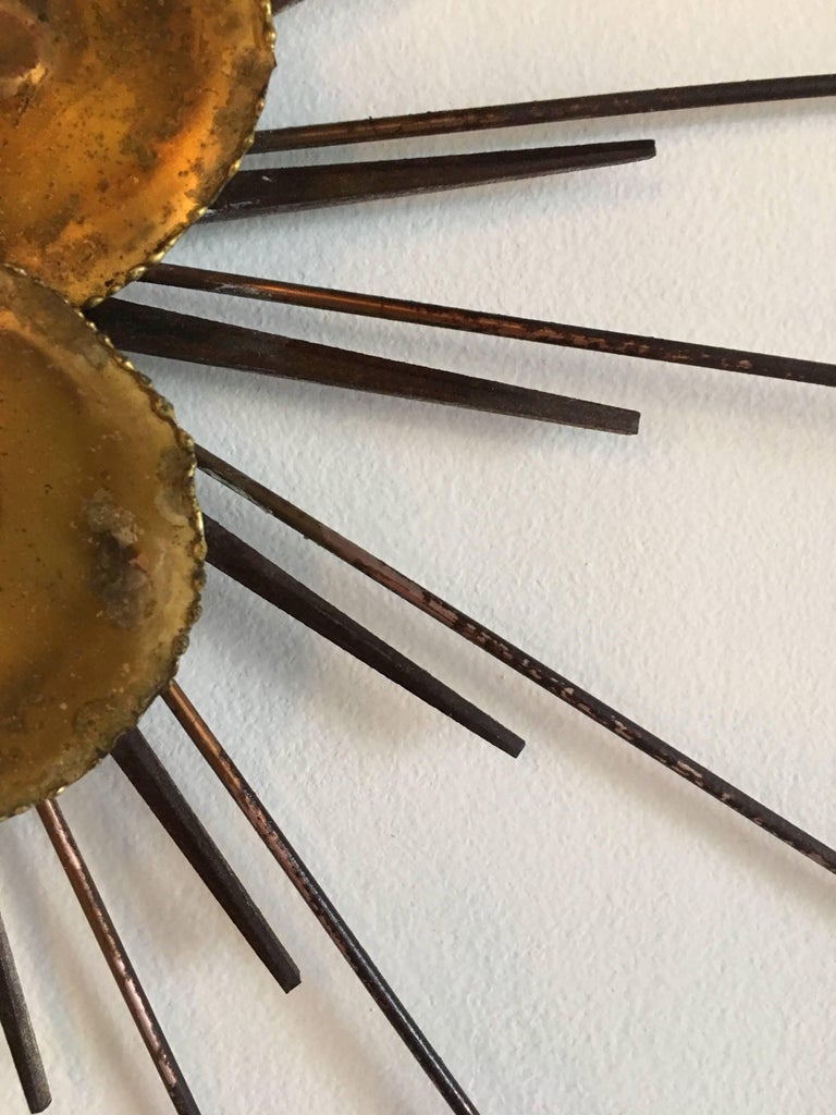 Mid-Century Modern Brutalist Metal Sunburst Wall Sculpture For Sale at ...
