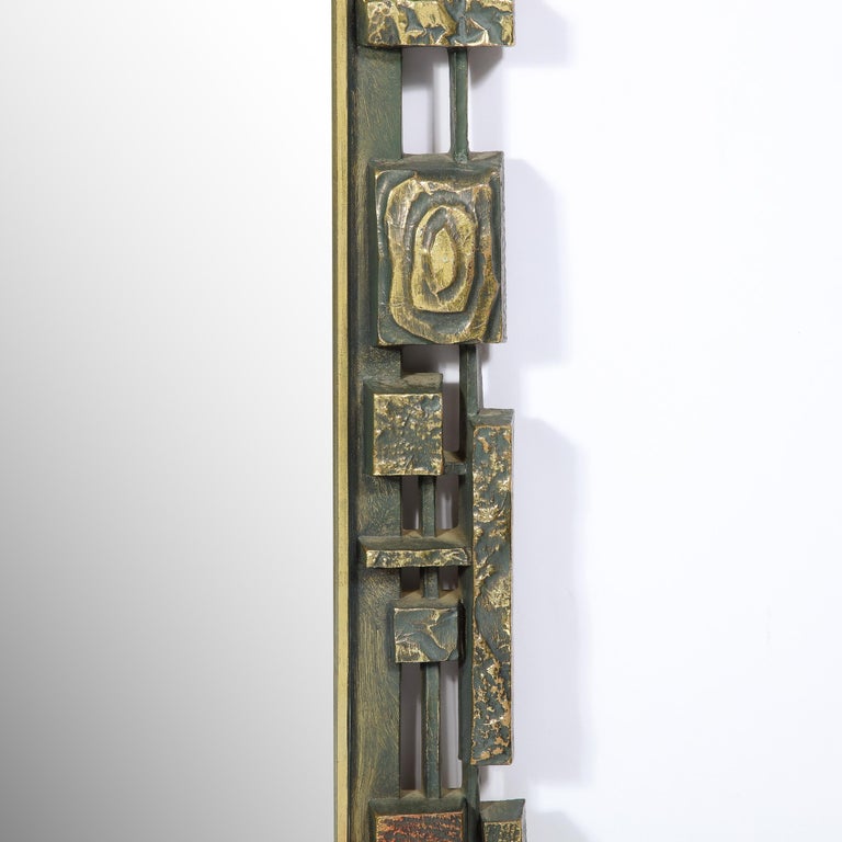 Mid-Century Modern Brutalist Mirror with Textured Bronze and Copper ...