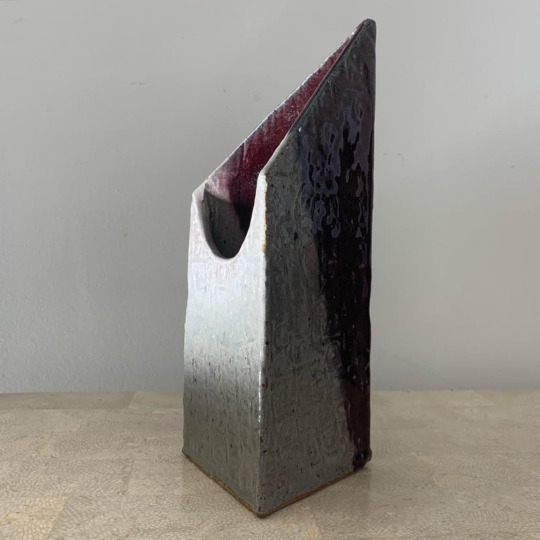 Mid-Century Modern Brutalist Studio Pottery Triangular Vase, circa ...