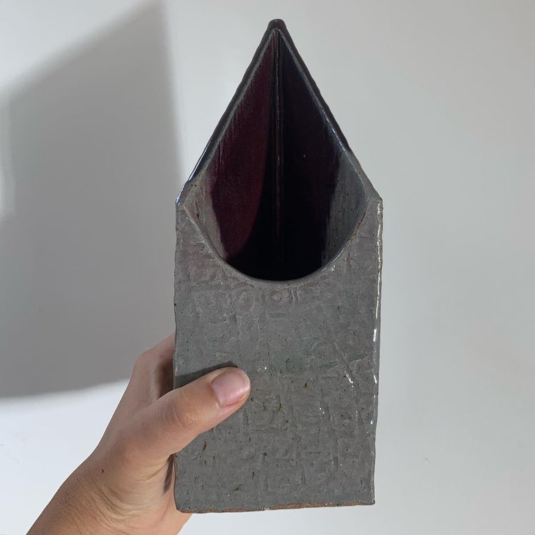 Mid-Century Modern Brutalist Studio Pottery Triangular Vase, circa ...