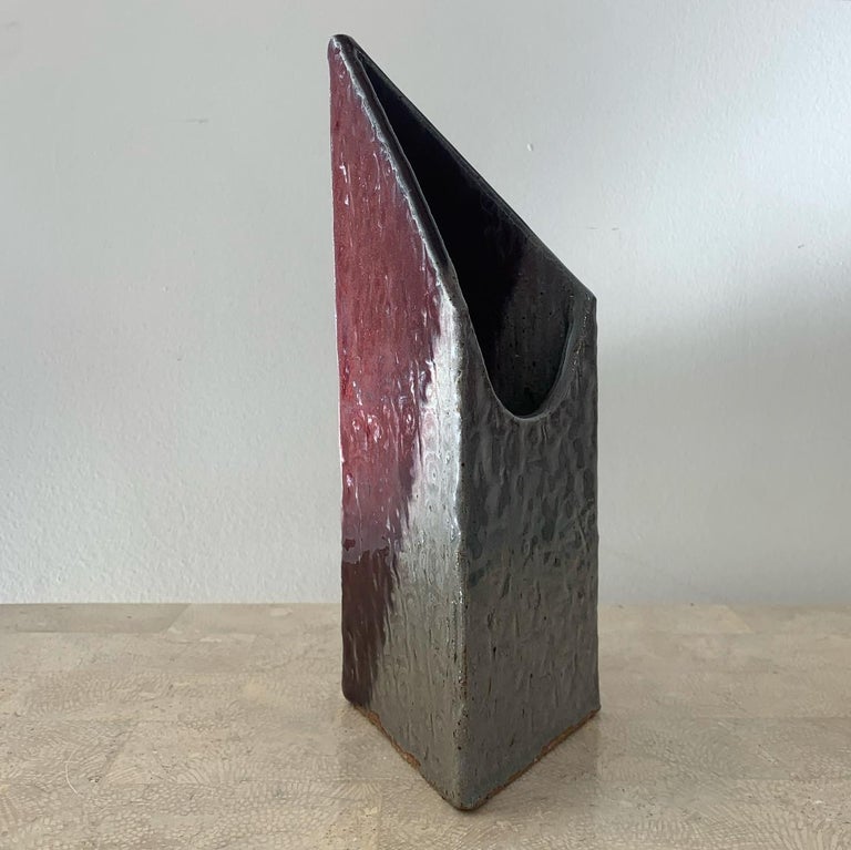 Mid-Century Modern Brutalist Studio Pottery Triangular Vase, circa ...