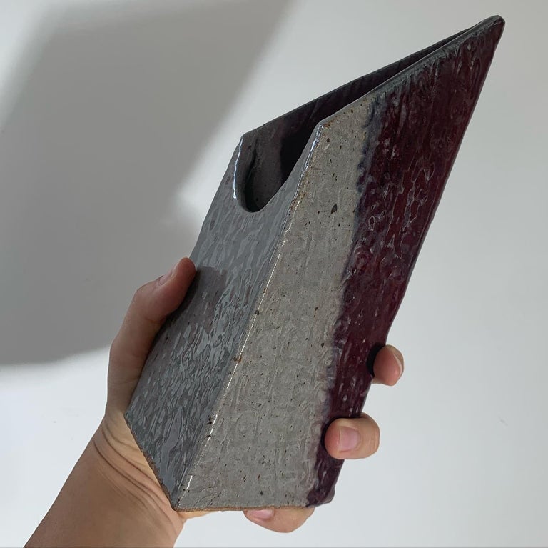 Mid-Century Modern Brutalist Studio Pottery Triangular Vase, circa ...