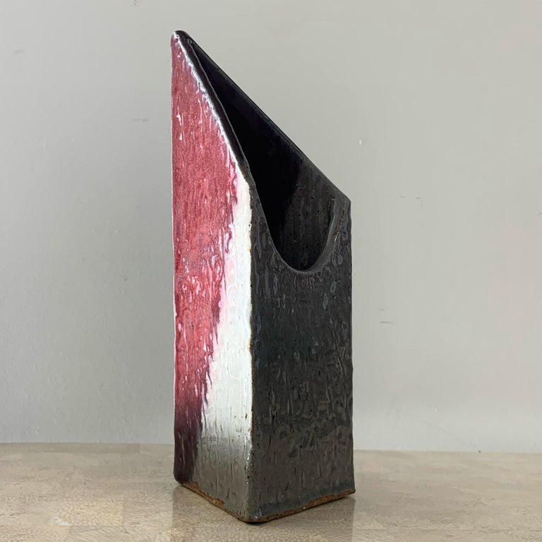 Mid-Century Modern Brutalist Studio Pottery Triangular Vase, circa ...