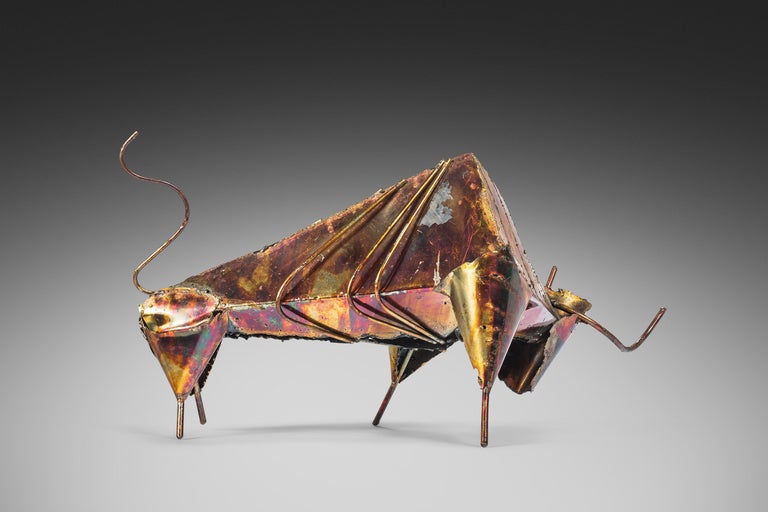 Mid-Century Modern / Brutalist Torch Cut Metal Bull Sculpture, USA, c ...