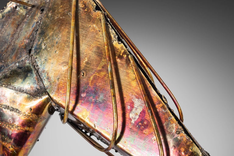 Mid-Century Modern / Brutalist Torch Cut Metal Bull Sculpture, USA, c ...