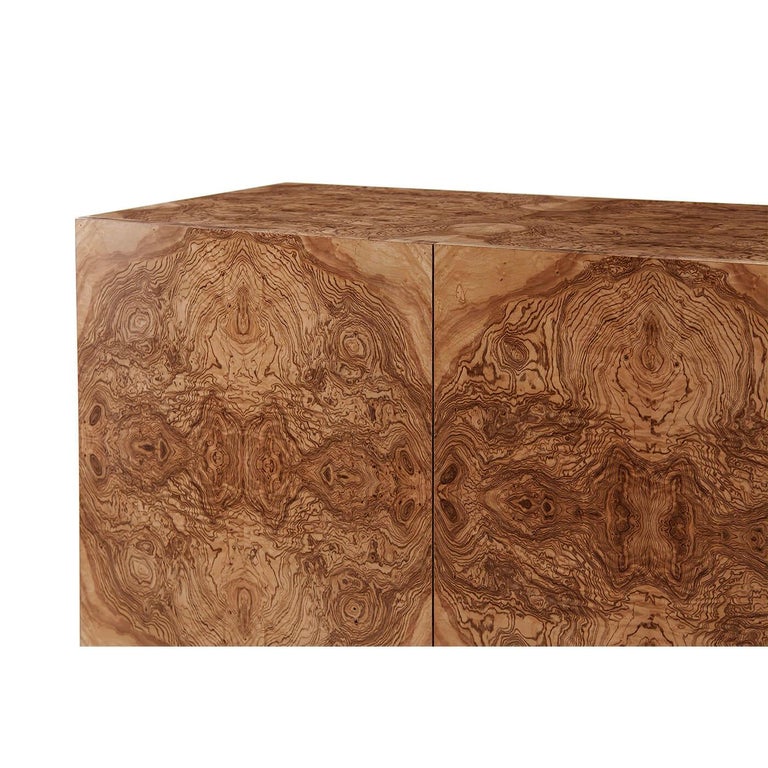 Mid-Century Modern Burl Cabinet For Sale at 1stDibs