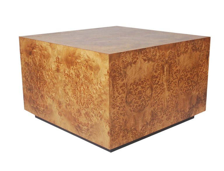 Mid-Century Modern Burl Cube Coffee Table or Large Side Table by Milo ...