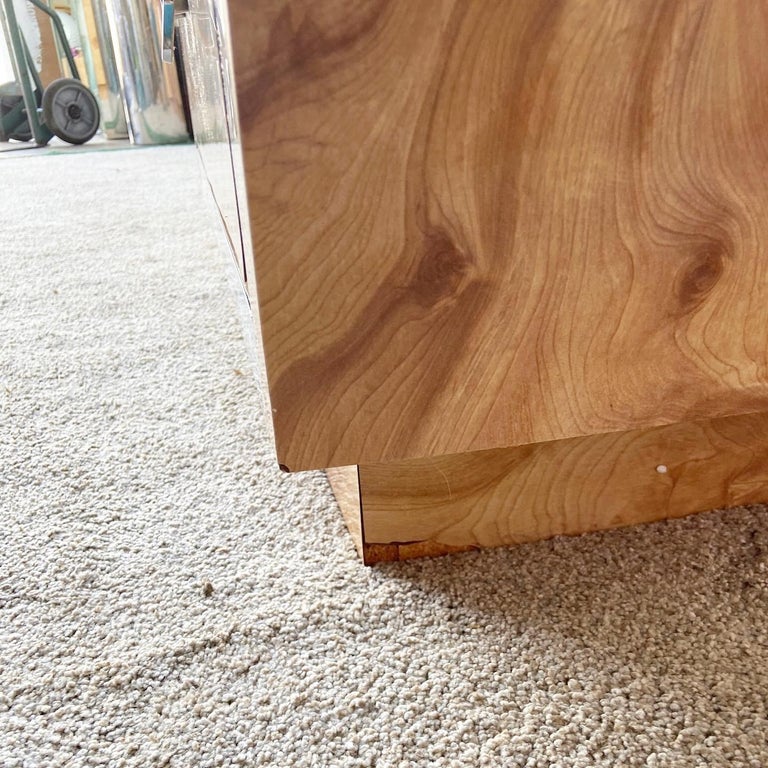 Mid-Century Modern Burl Wood Laminate and Chrome Laminate Nightstands ...