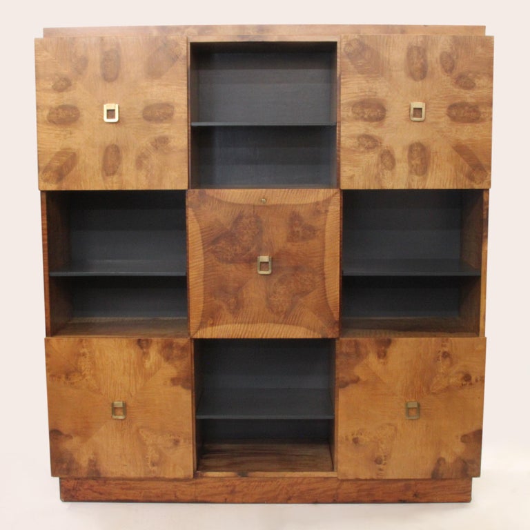 Mid-Century Modern Burled Bookcase Wall Unit Cabinet by Johan Tapp for ...