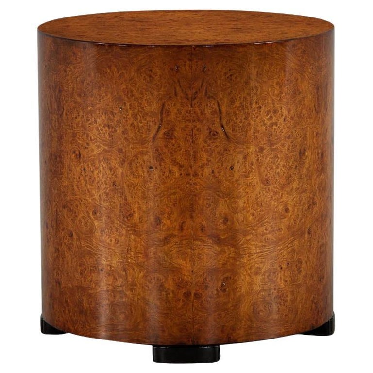 Mid-Century Modern Burled Walnut Column Pedestal Table For Sale at 1stDibs