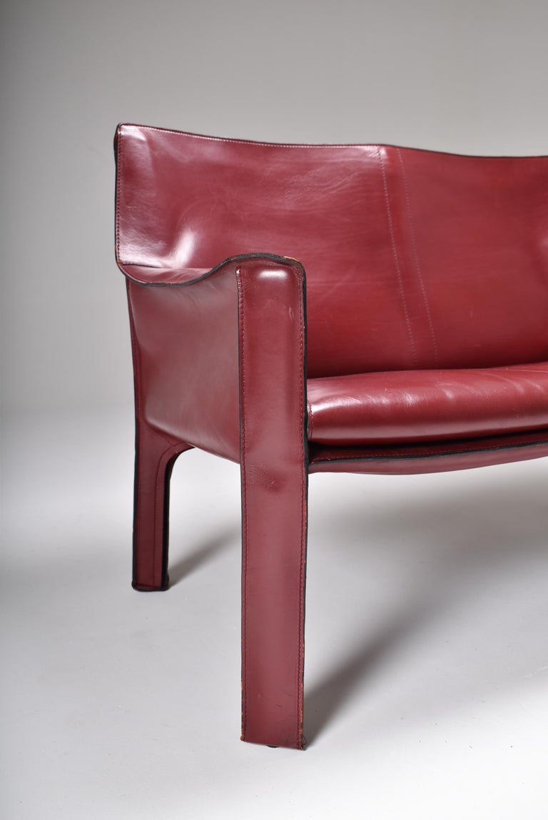 Mid-Century Modern Cab 414 Two-Seat Sofa in Bordeaux Leather by Mario ...