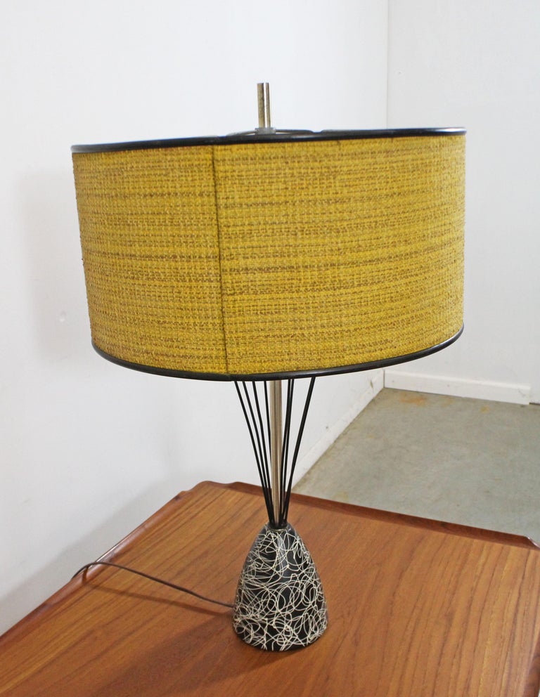 Mid-Century Modern Caged Wire Base Drum Shade Painted Table Lamp For ...