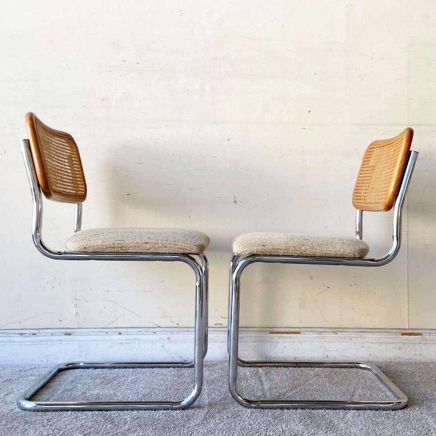 Mid Century Modern Cane Back Cantilever Dining Chairs For Sale at 1stDibs