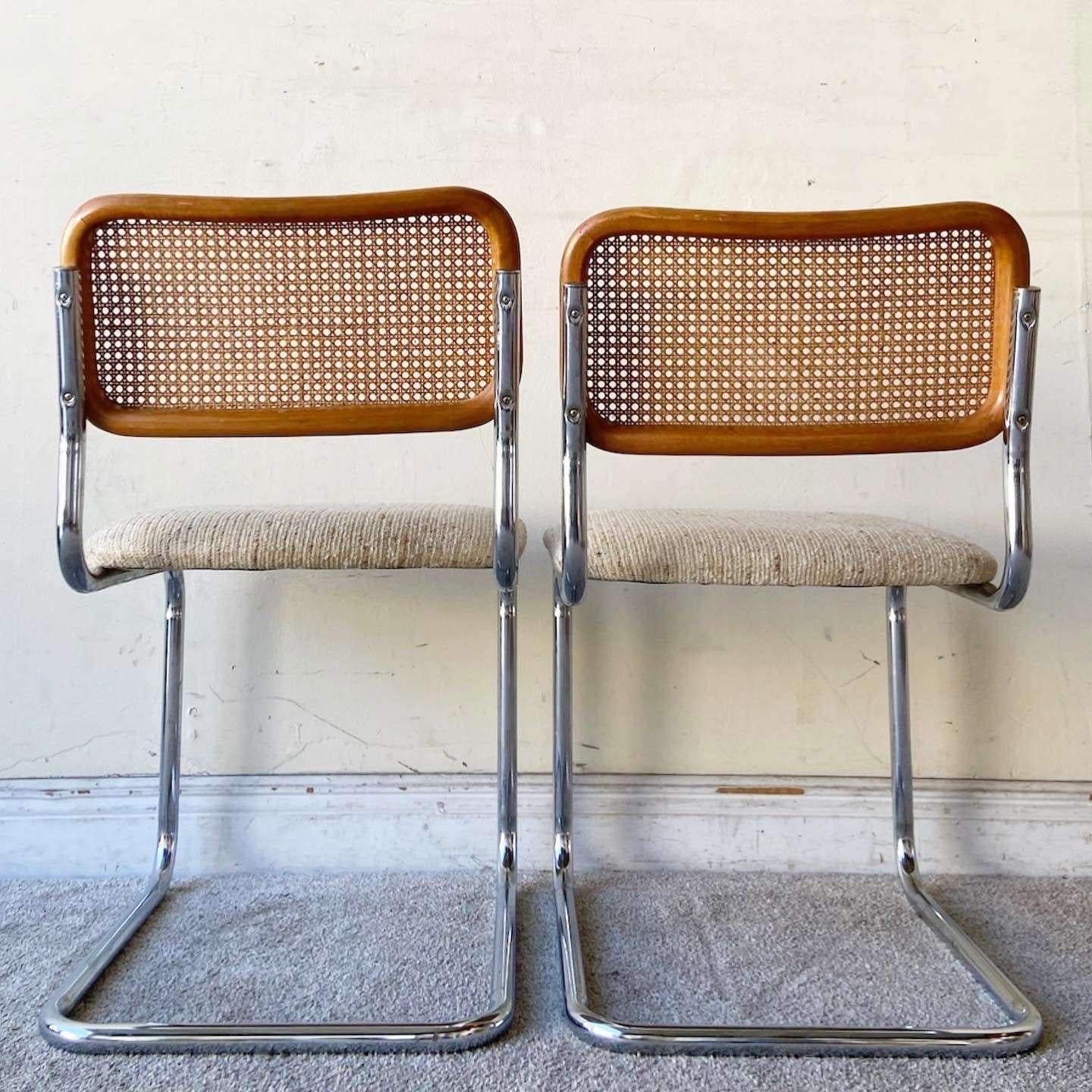 Mid Century Modern Cane Back Cantilever Dining Chairs For Sale at 1stDibs