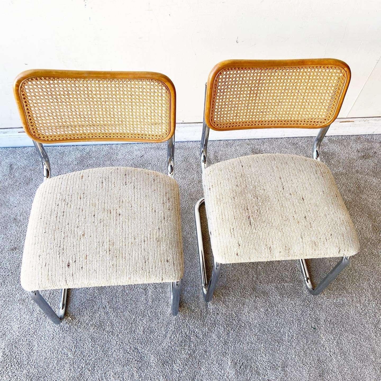 Mid Century Modern Cane Back Cantilever Dining Chairs For Sale at 1stDibs