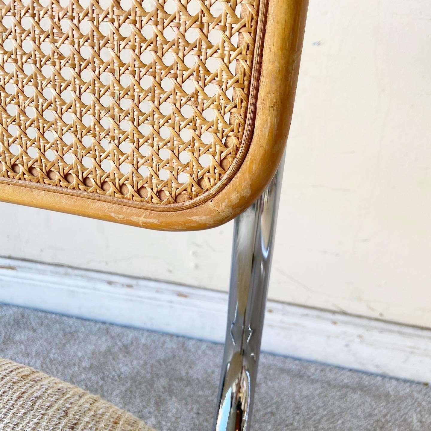 Mid Century Modern Cane Back Cantilever Dining Chairs For Sale at 1stDibs
