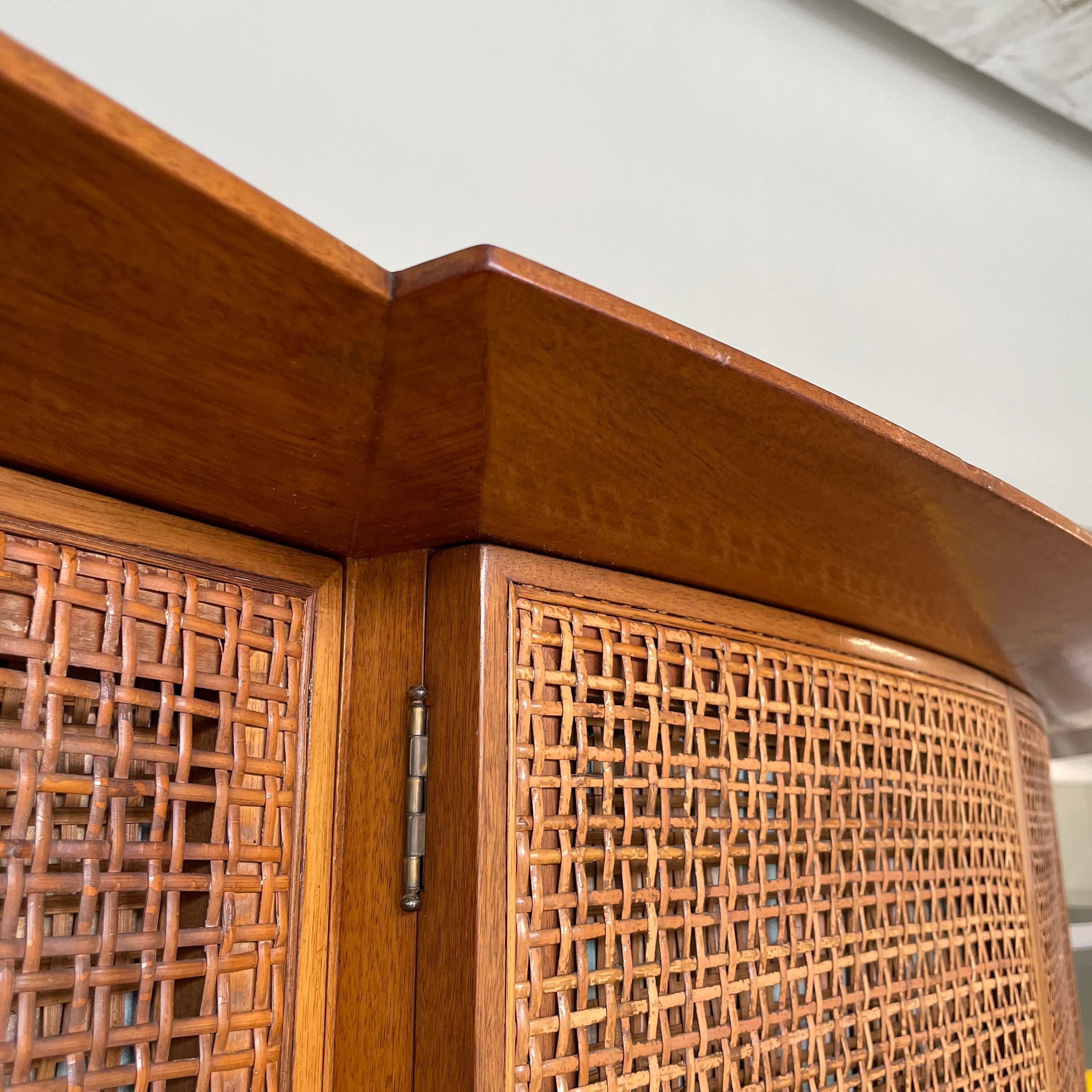 Mid-Century Modern Cane Front Groovy China Cabinet For Sale at 1stDibs