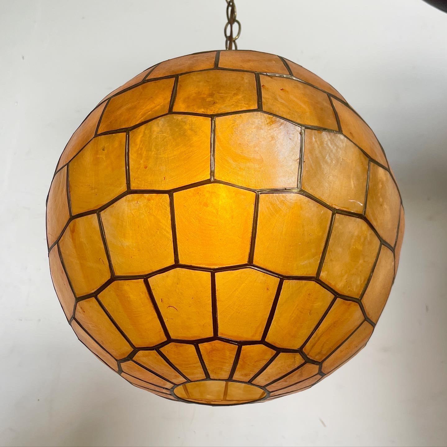 Mid Century Modern Capiz Shell Spherical Hanging Pendant Lamp For Sale ...