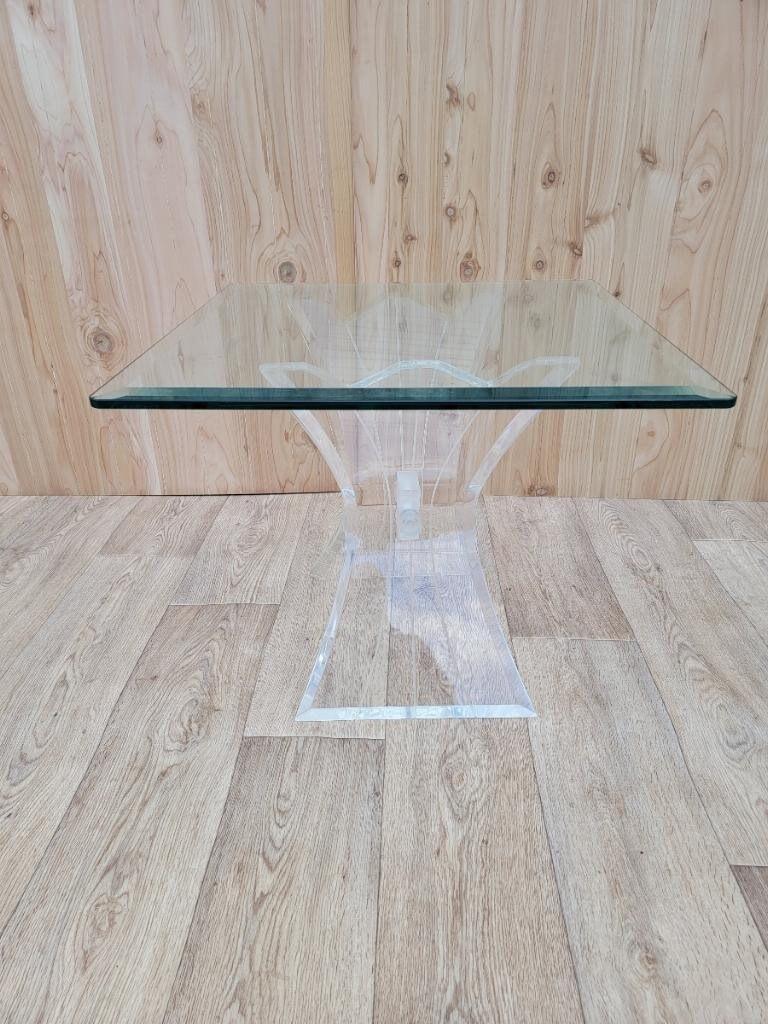 Mid-Century Modern Carved Lucite Butterfly Base Square Glass Top Accent ...
