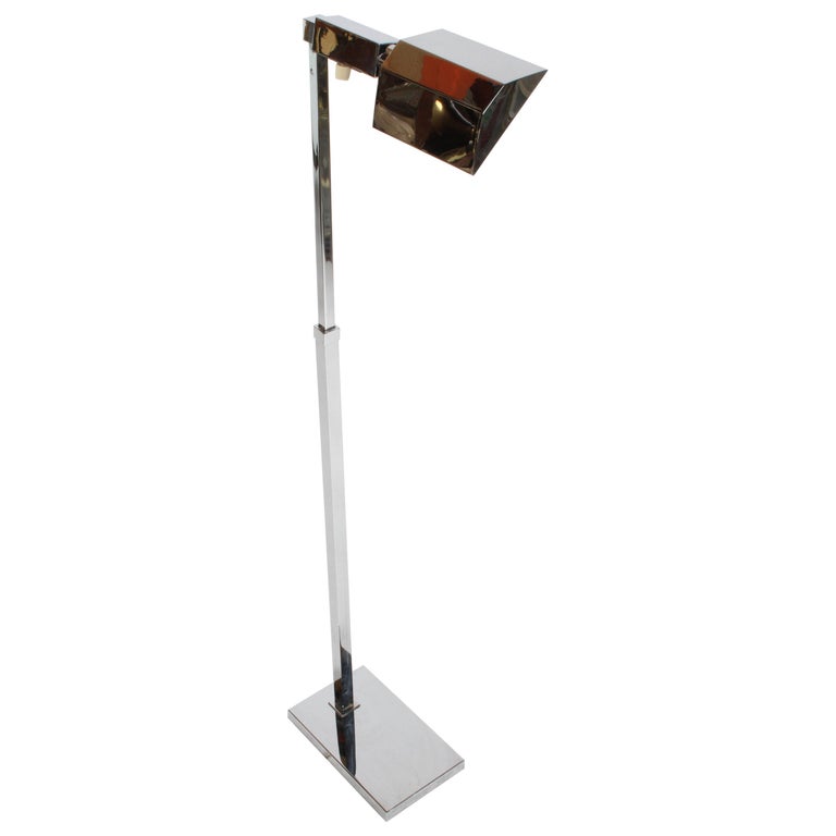 Mid-Century Modern Casella Chrome Adjustable Floor Reading Lamp For ...
