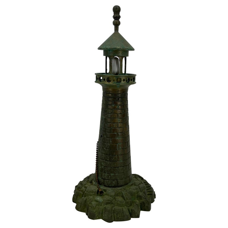 Mid-Century Modern Cast Iron Lighthouse Table Lamp at 1stDibs