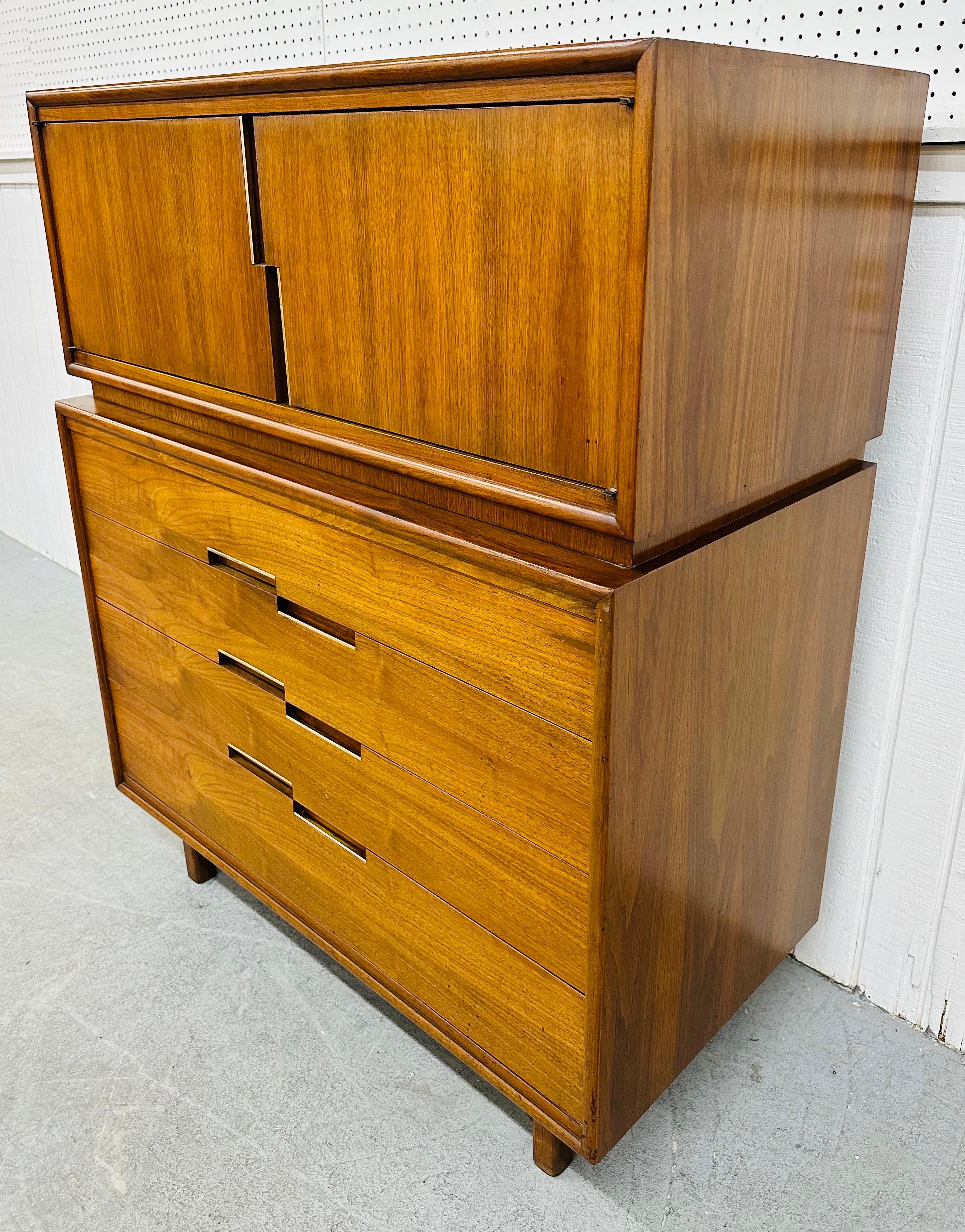 Mid-Century Modern Cavalier Furniture Walnut High Chest For Sale at 1stDibs