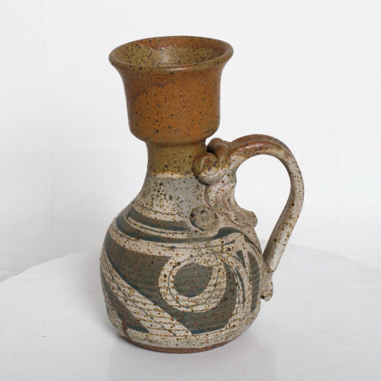 Mid-Century Modern Ceramic Pitcher with Sculptural Shape at 1stDibs