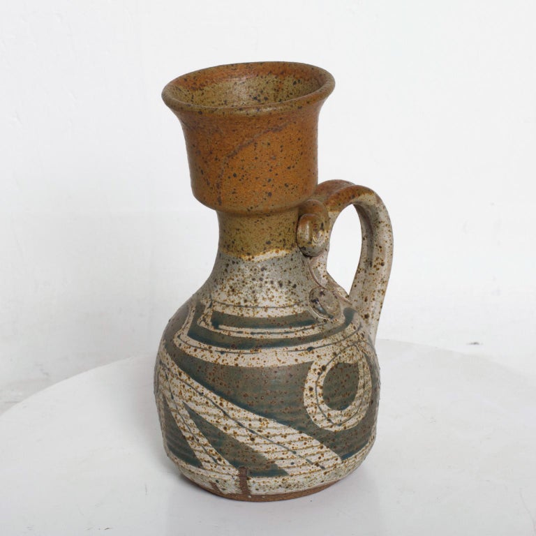 Mid-Century Modern Ceramic Pitcher with Sculptural Shape at 1stDibs