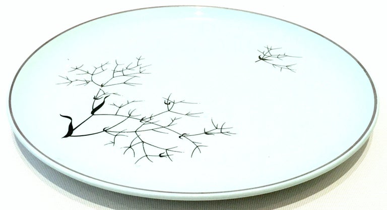 Mid-Century Modern Ceramic and Platinum Dinnerware, "Ballerina Mist" S ...