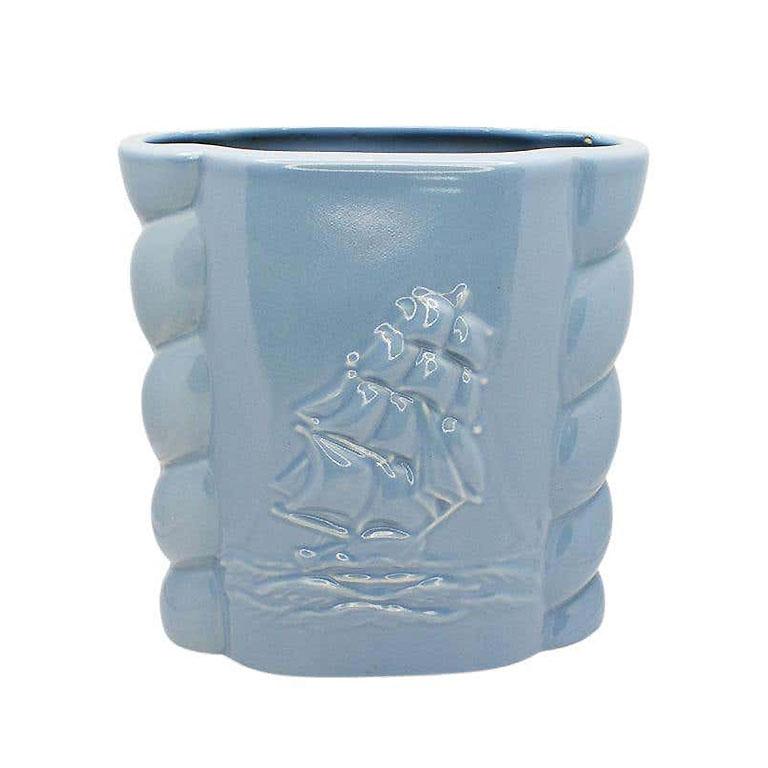 Mid-Century Modern Ceramic Ship Vase or Planter in Baby Blue, USA at ...