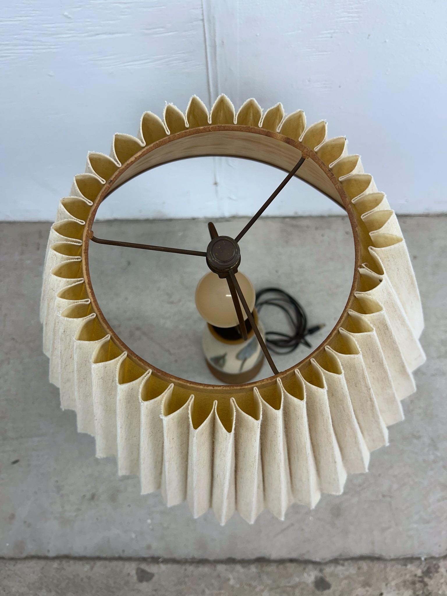 Mid century modern ceramic table lamp with pleated shade For Sale at ...