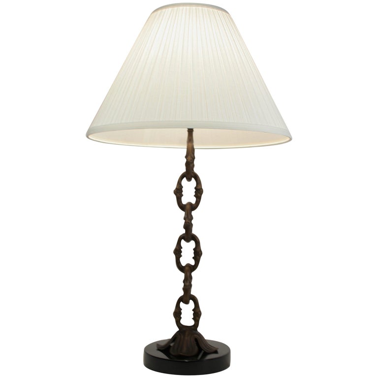 Mid-Century Modern Chain Table Lamp, Bronze For Sale at 1stDibs
